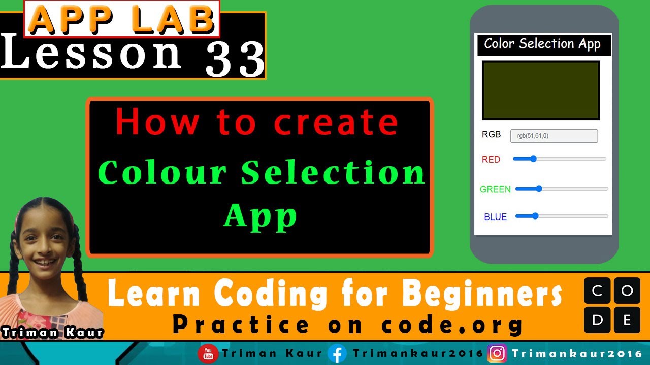How to create color creation App in Code.org in App Lab | APP LAB ...