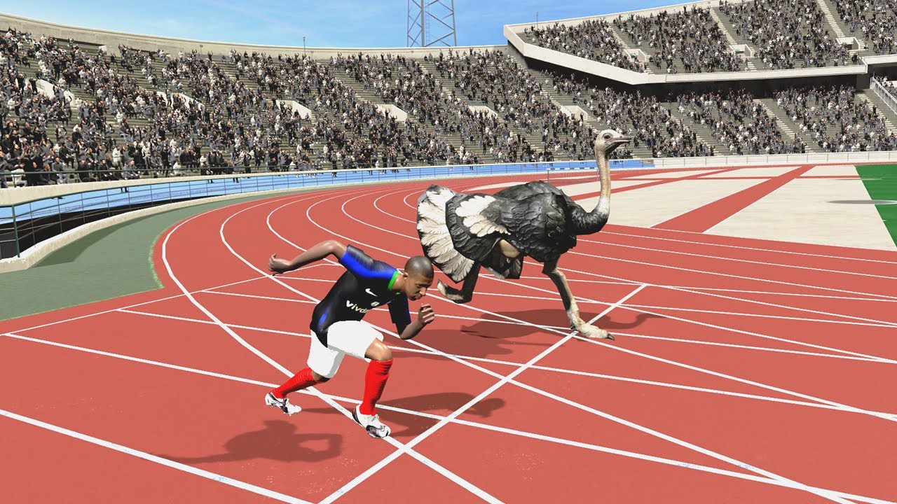 Mbappe vs Ostrich: Epic 100-Meter Animated Showdown - YouTube