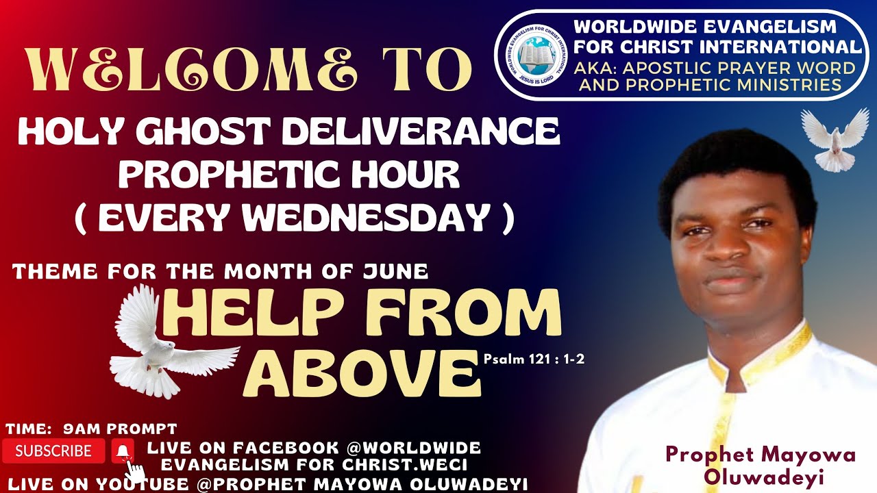 HOLY GHOST PROPHETIC HOUR ( HELP FROM ABOVE) - YouTube