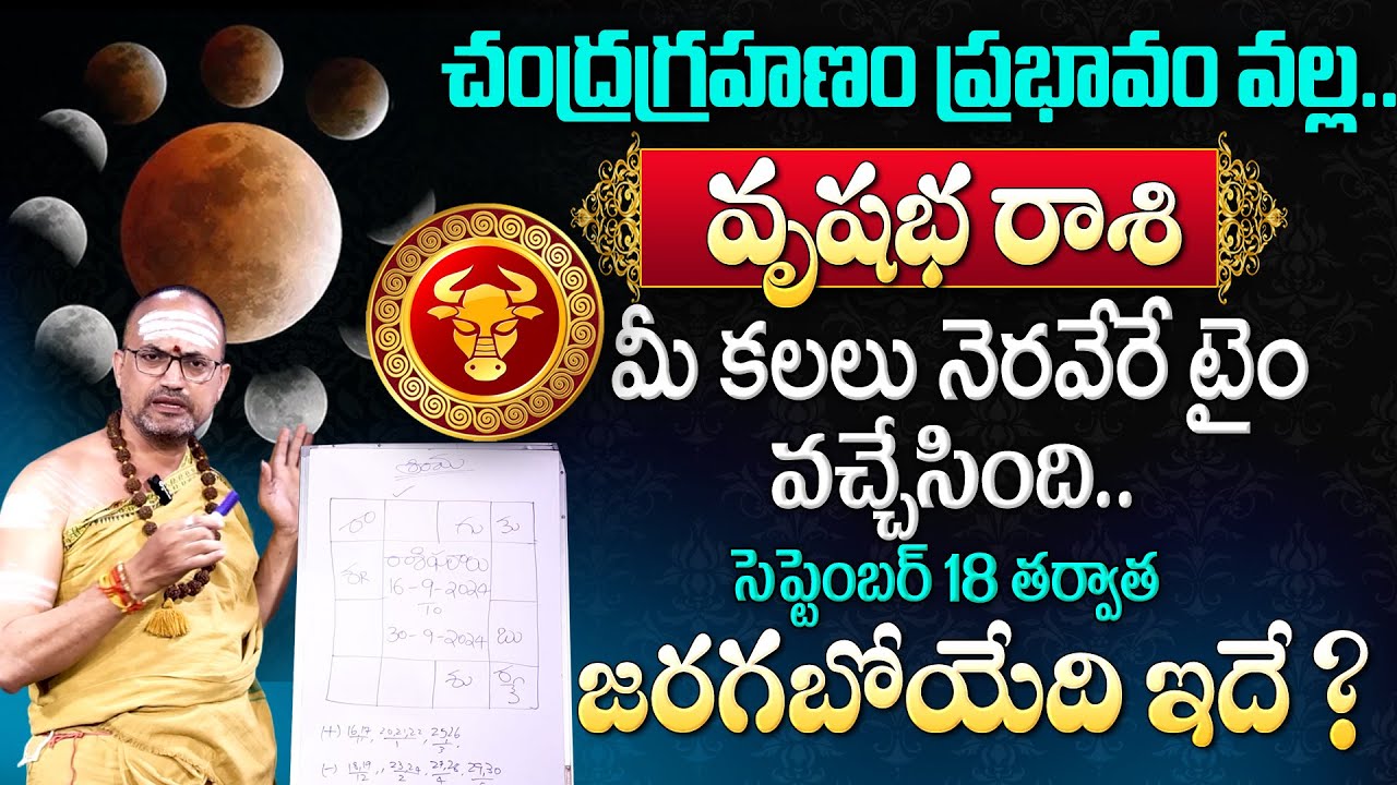 Vrushaba Rashi Phalalu September 2024 | Chandra Grahanam Efects On ...