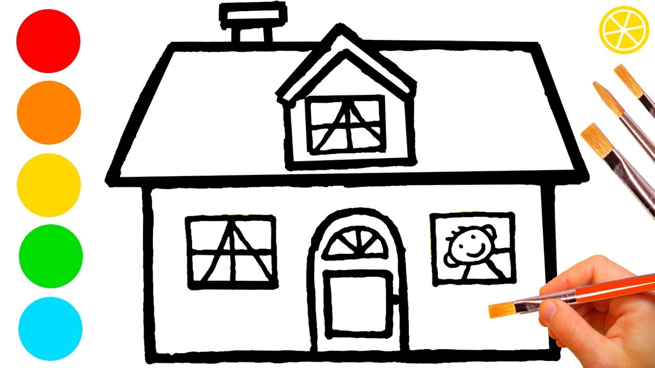 Cara Menggambar Rumah Drawing and Coloring House - YouTube