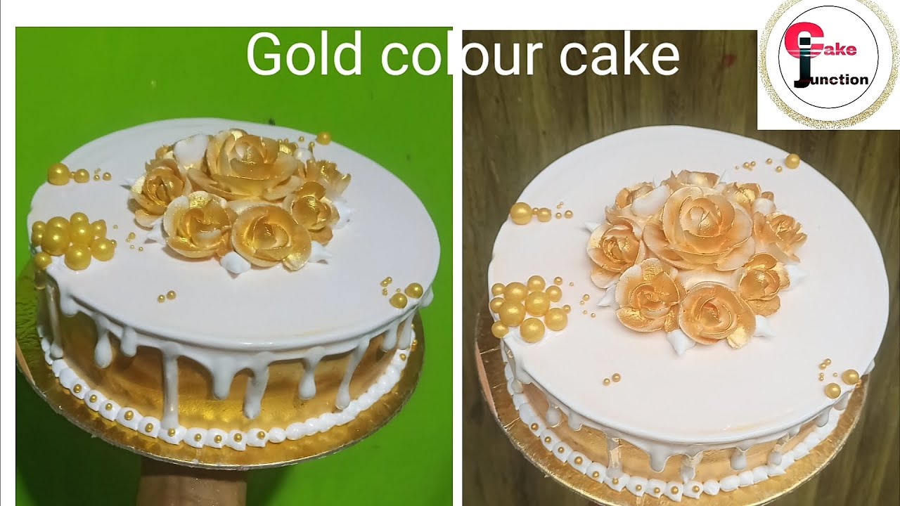 Gold! gold body gold flower cake beautiful decorating! for birthday ...