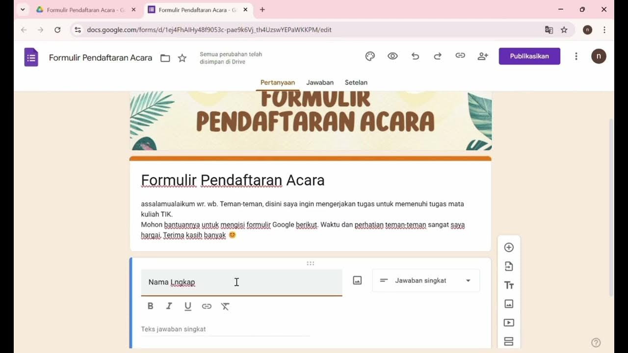 Tutorial membuat google formulir - YouTube