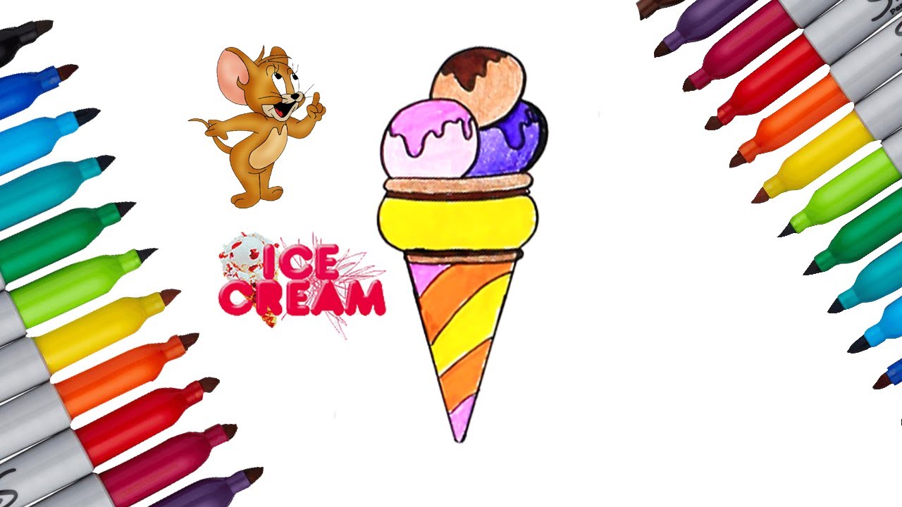 How To Draw An Ice Cream Tower | Glitter 4 Ice Creams coloring and ...