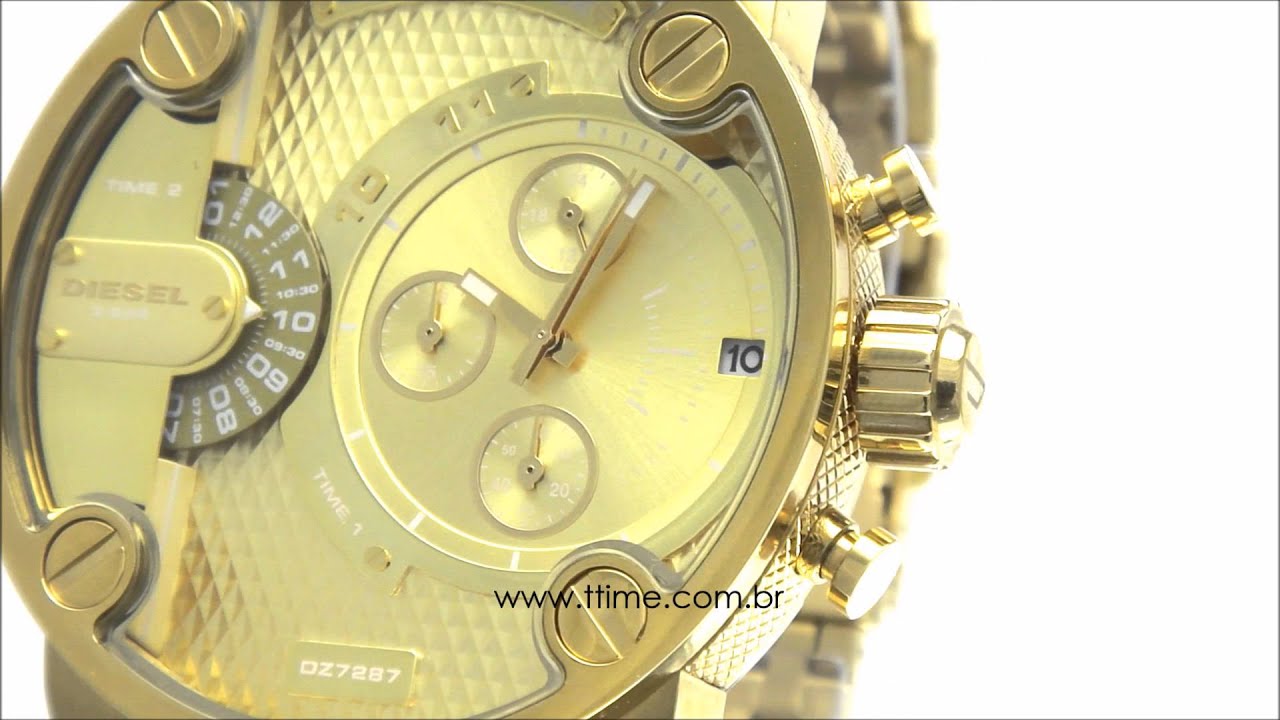 Relógio Diesel Dourado Only The Brave DZ7287/4DN - YouTube
