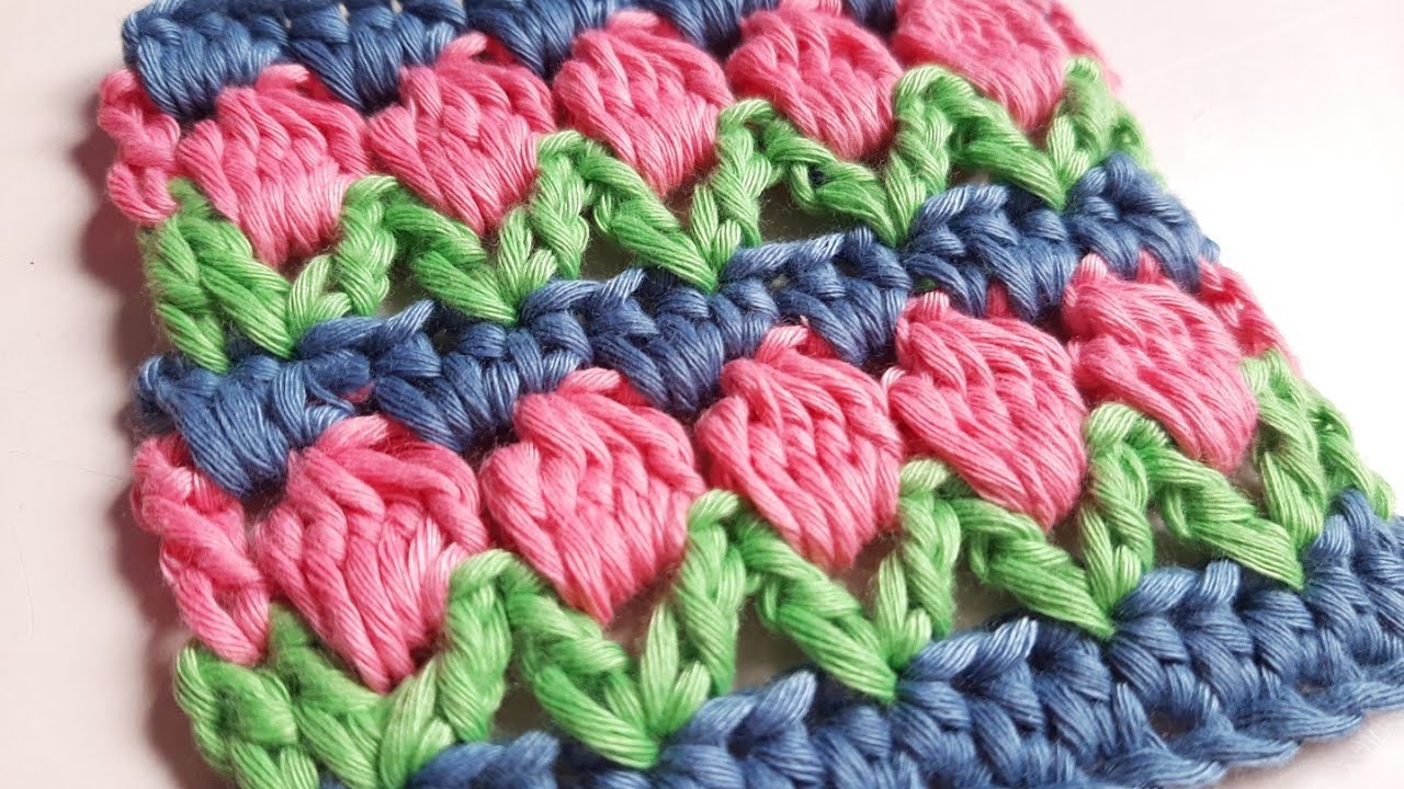 Rajutan motif bunga tulip | tulip crochet - YouTube