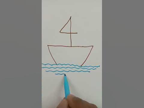 Boat drawing from number four #shorts Easy to draw number drawing - YouTube