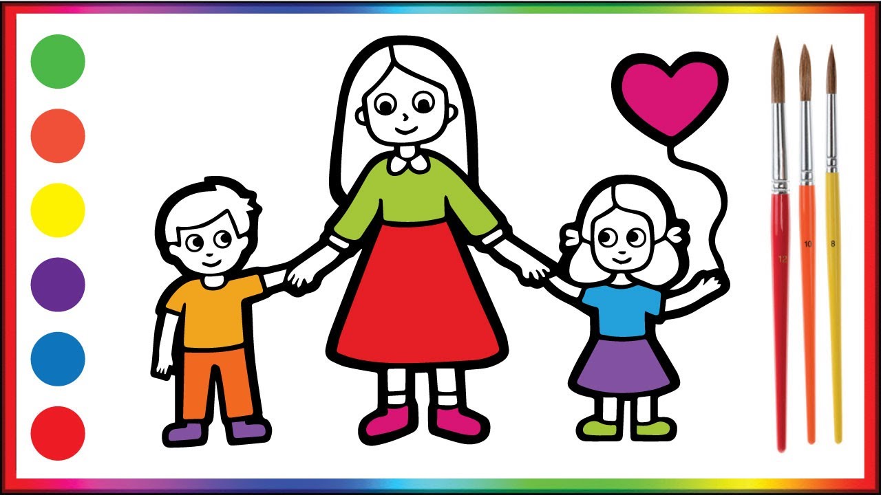 How to draw Mother’s day picture, Drawing Mother’s day picture and ...