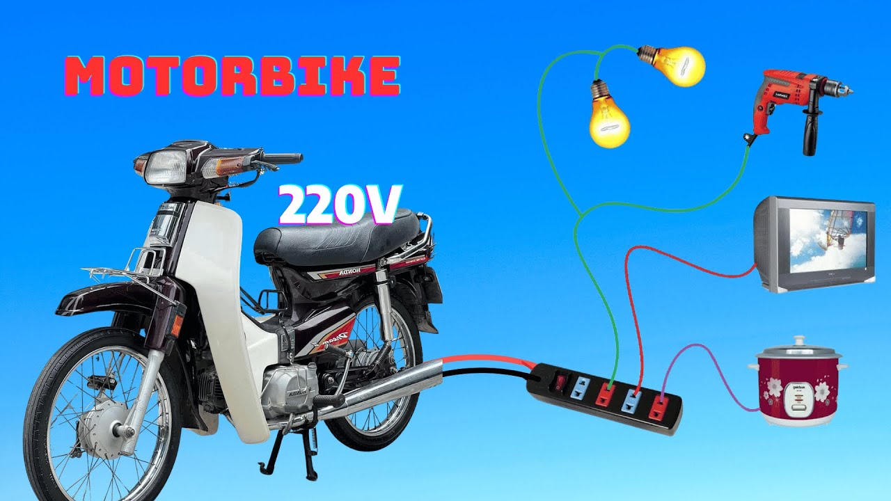 I turned my motorbike into a 220V generator - YouTube