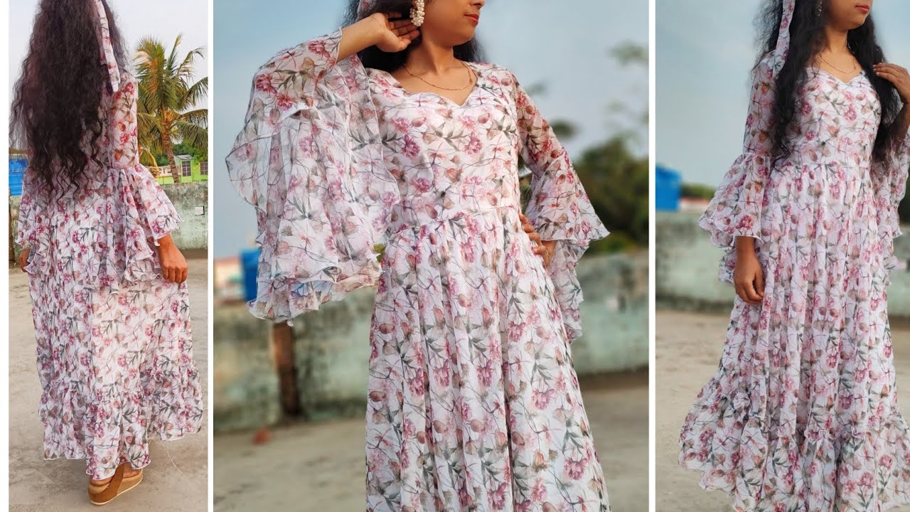 Trendy Designer Frock Cutting and Stitching/Georgette Frock Design/DIY ...