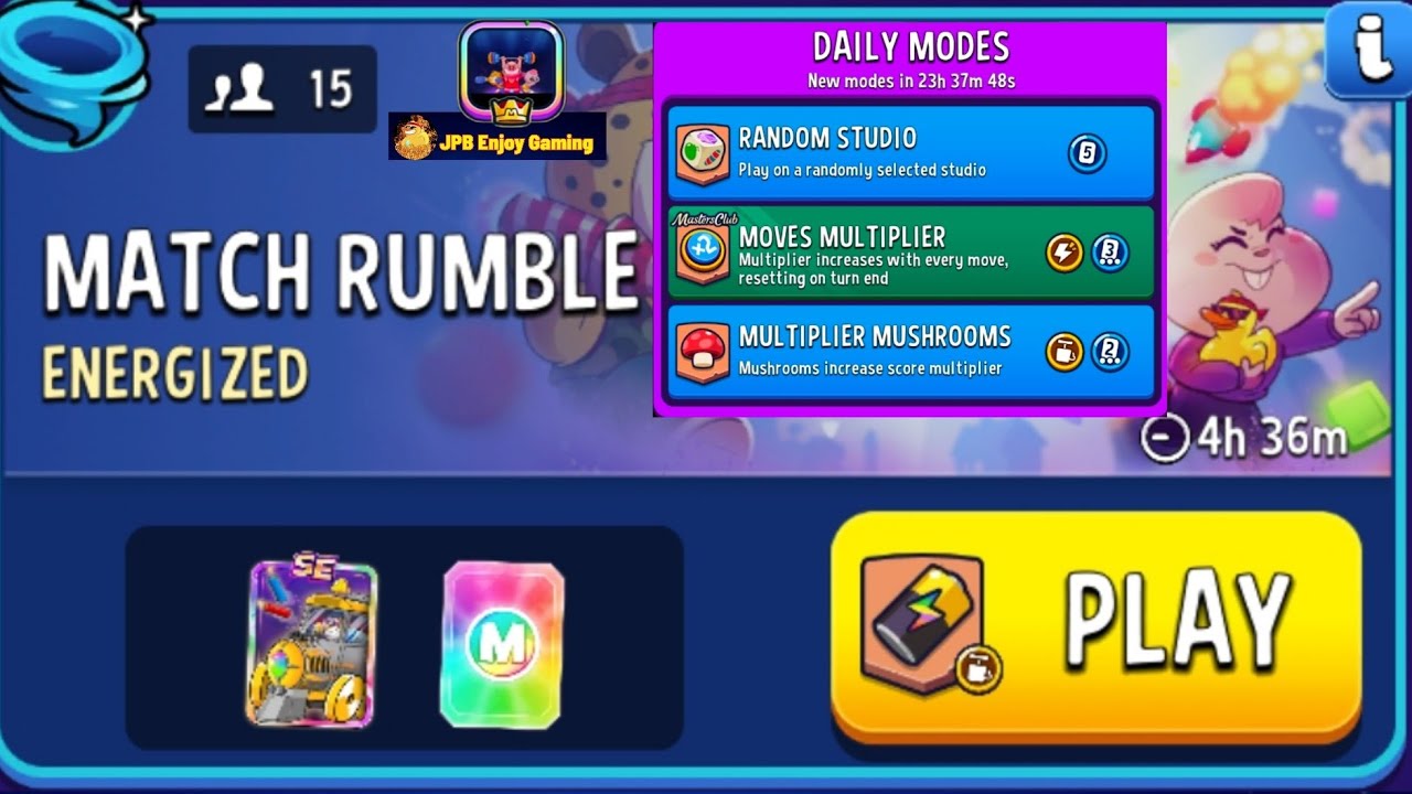 Match Rumble 15 Player Energized+Blow 'Em Up/ Random Studio Daily Mode ...