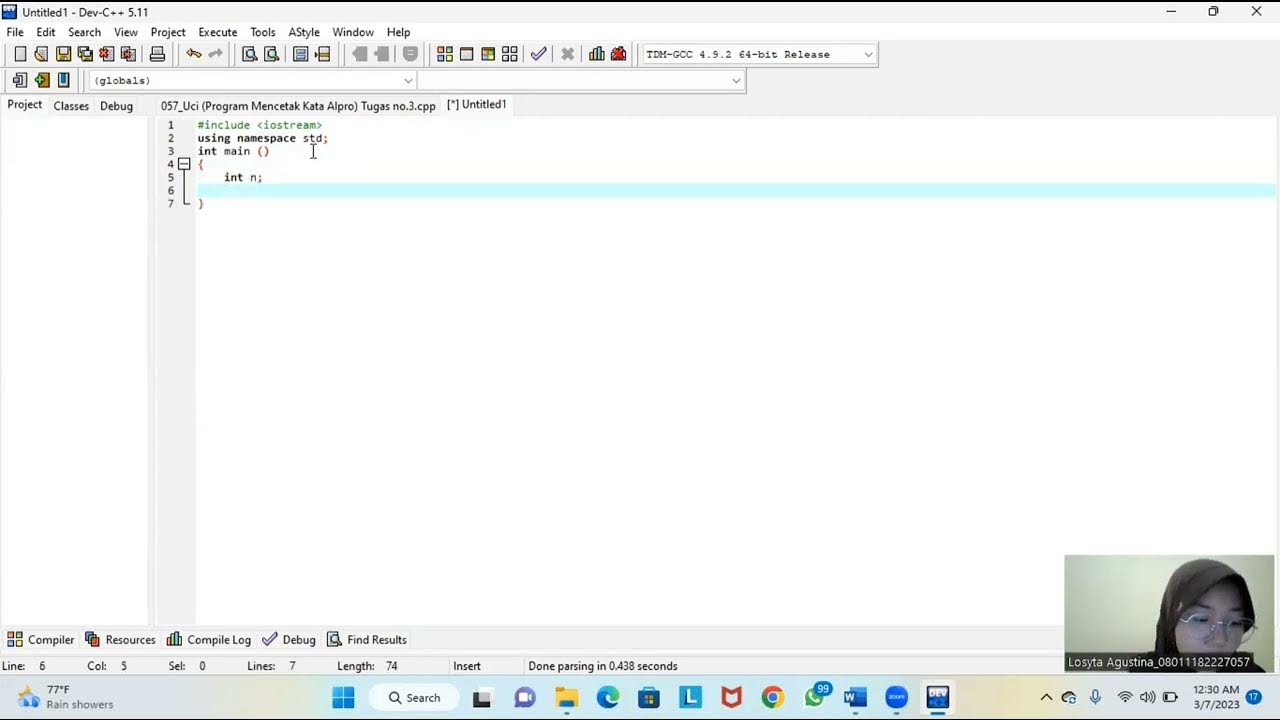 Pseudocode Dan Program C Program Mencetak Kata Alpro Youtube
