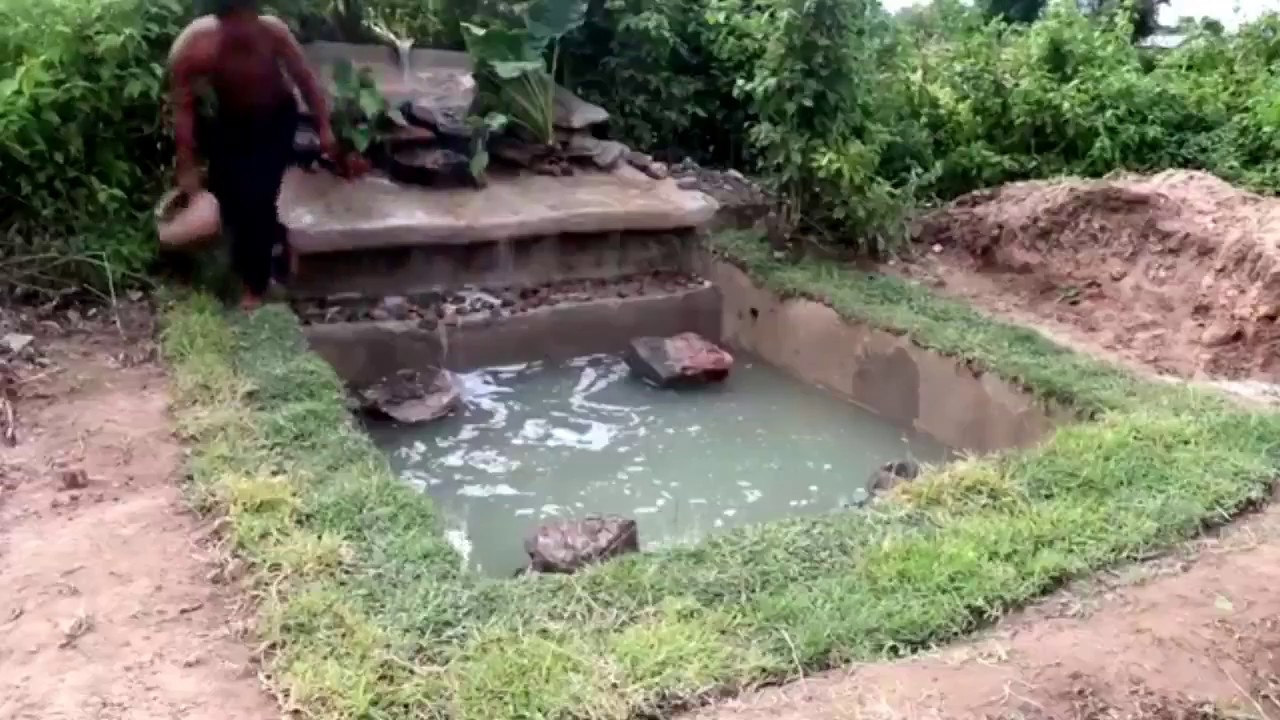 How to build a fish pond, beautiful waterfall swing swimming pool - YouTube