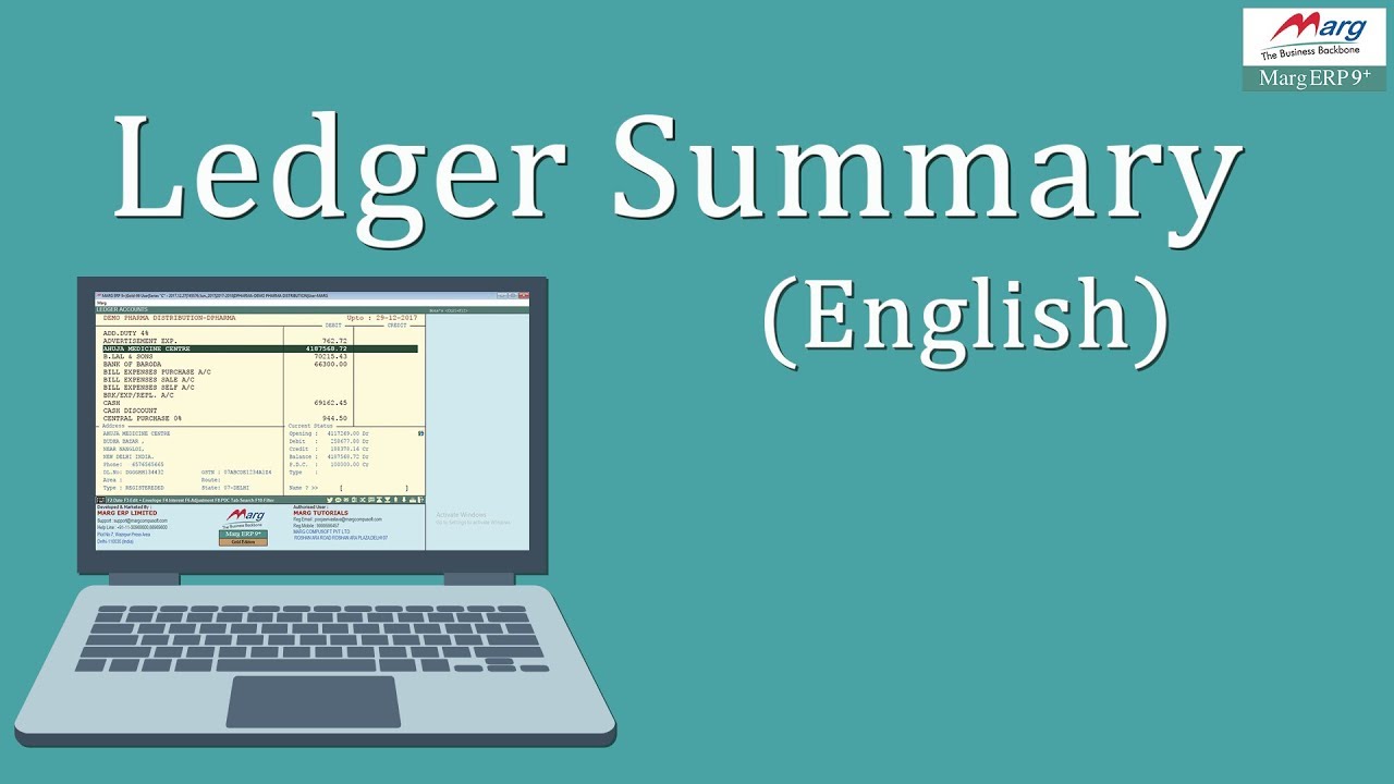 Ledger Summary in Marg ERP [English] - YouTube