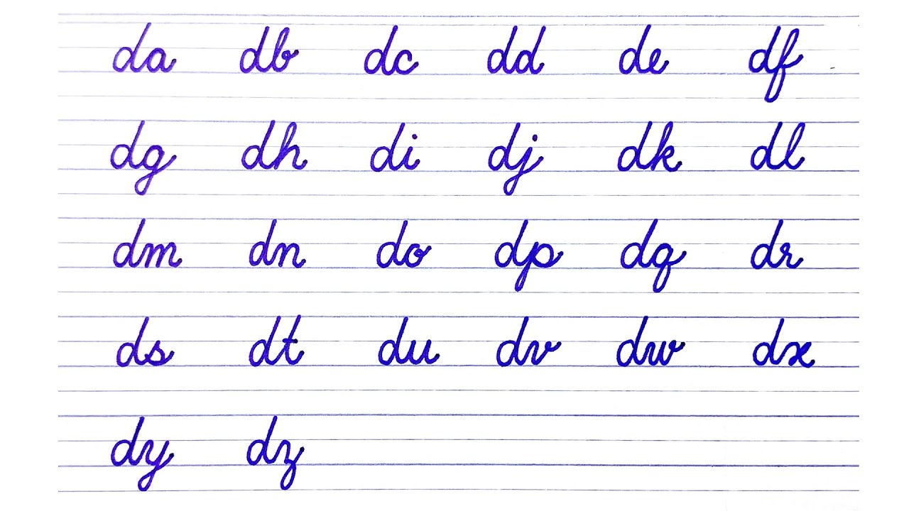 How to write English cursive writing | Join letters connections d a-z ...