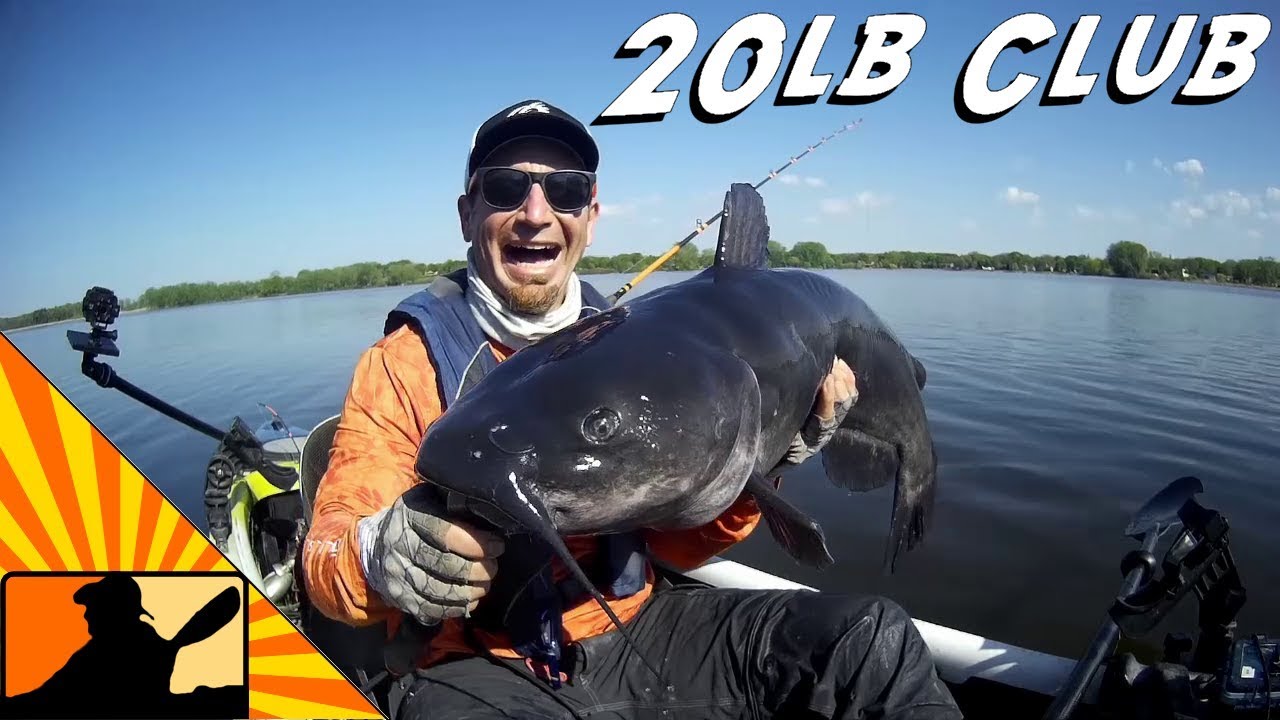 Kayak Catfishing for GIANT Channel Cats - YouTube