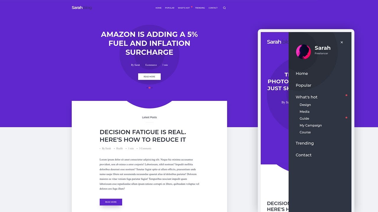 Personal Blog Website HTML CSS Javascript - Modern Flat Design Full ...