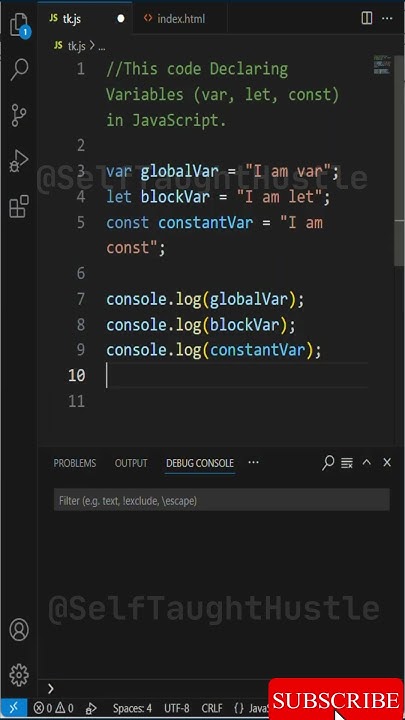 Declaring Variables var, let, const in JavaScript #coding #programming #javascript - YouTube