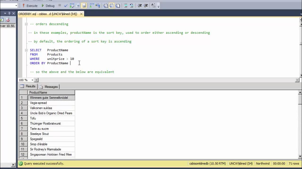 The SQL ORDER BY clause - YouTube