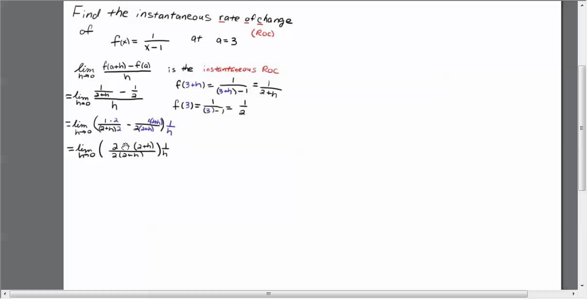 Instantaneous Rate Of Change For Difficult Fraction YouTube Instantaneous Rate Of Change For Difficult Fraction YouTube