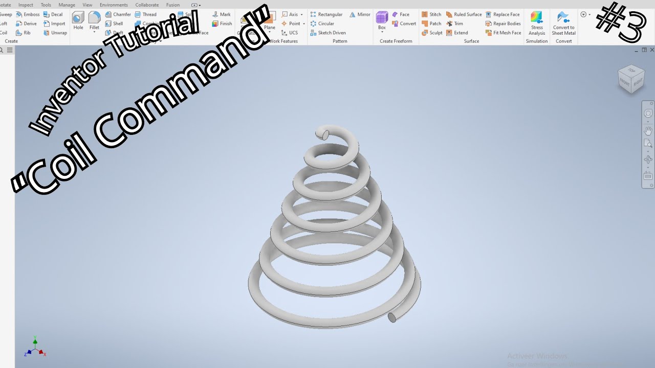 How to make a Coil/Spiral ? ; Inventor Tutorial - YouTube