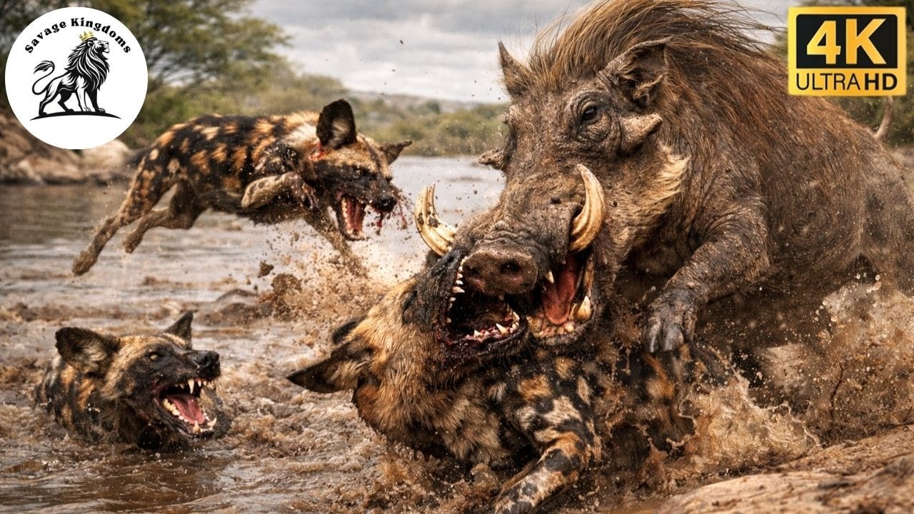 Warthog Defeats Wild Dogs… Then Falls to a Silent Crocodile # ...