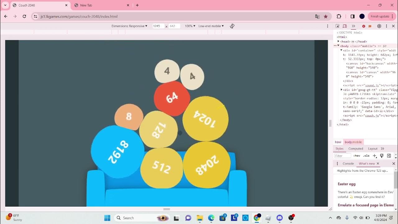 Couch 2048 Getting 4096 the same way as getting 8192 - YouTube
