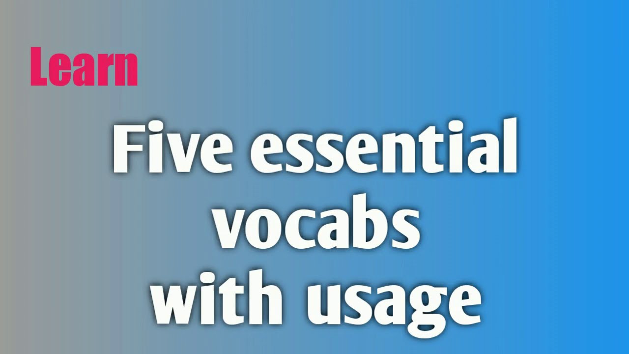 5 Essential vocabulary, learn with easy examples - YouTube