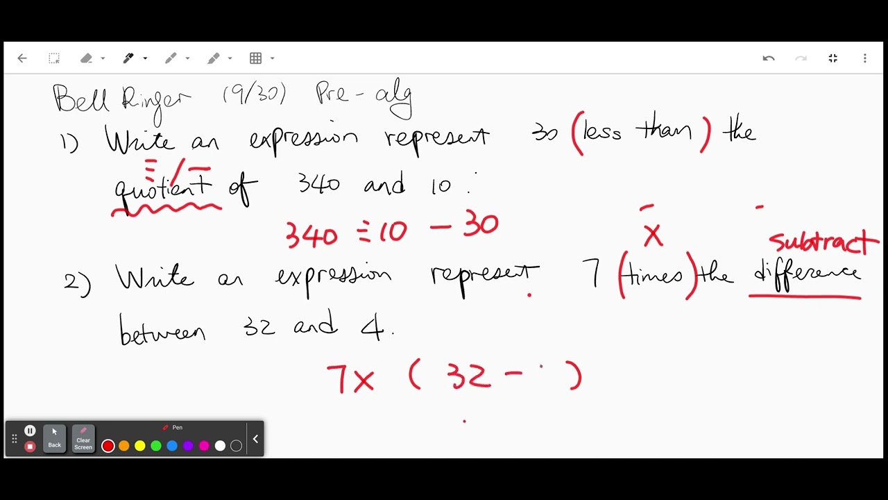 Pre-Alg - Writing Expression - YouTube