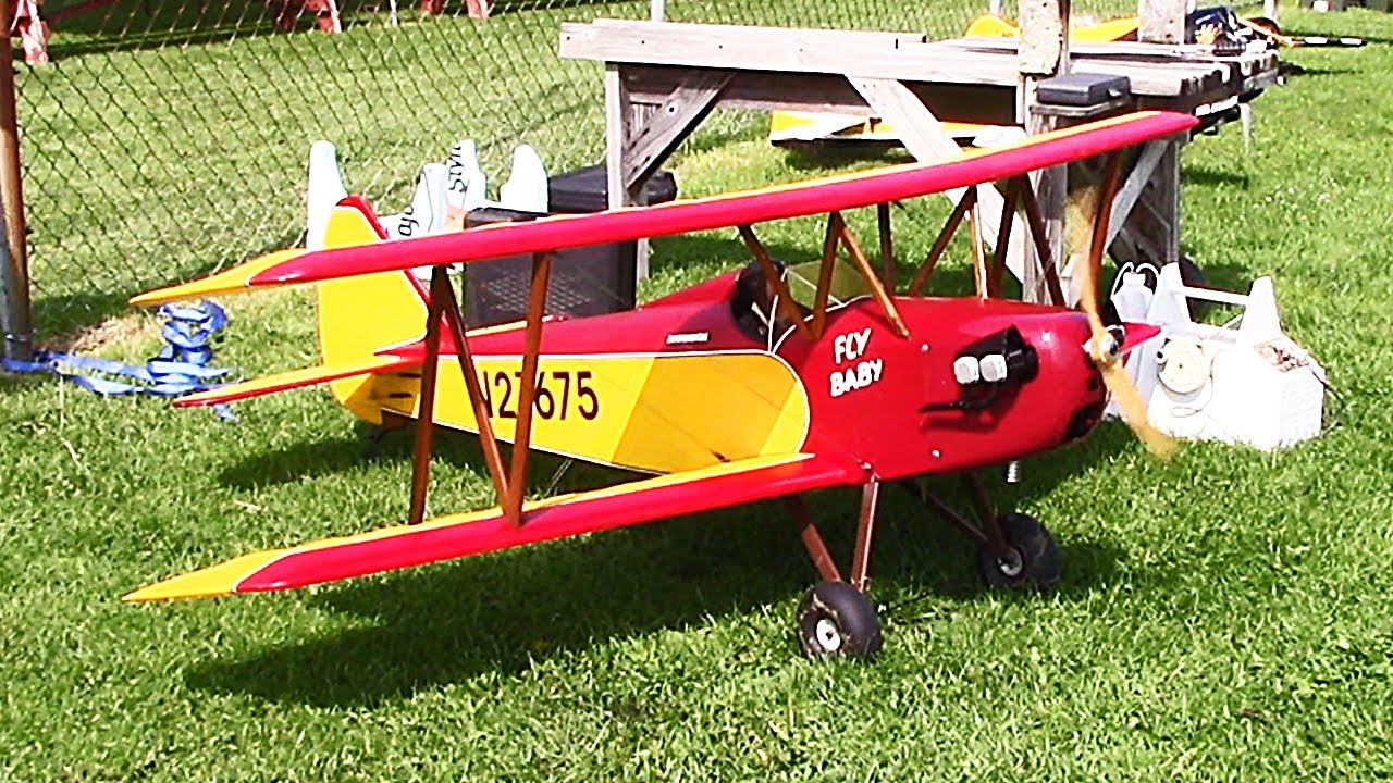 Balsa USA 1/3 Scale Fly Baby Biplane (GVAM Field 8/6/17) - YouTube