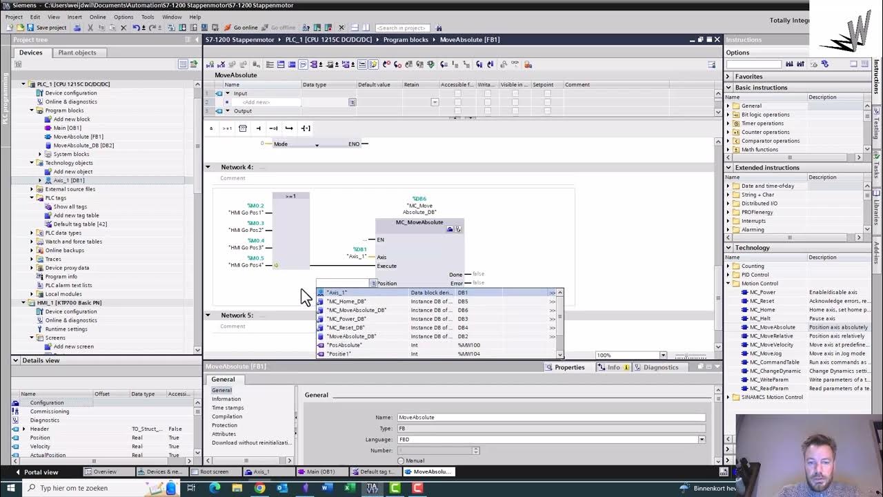 Siemens S7-1200 Stappenmotor instellen (Move Absolute) - YouTube