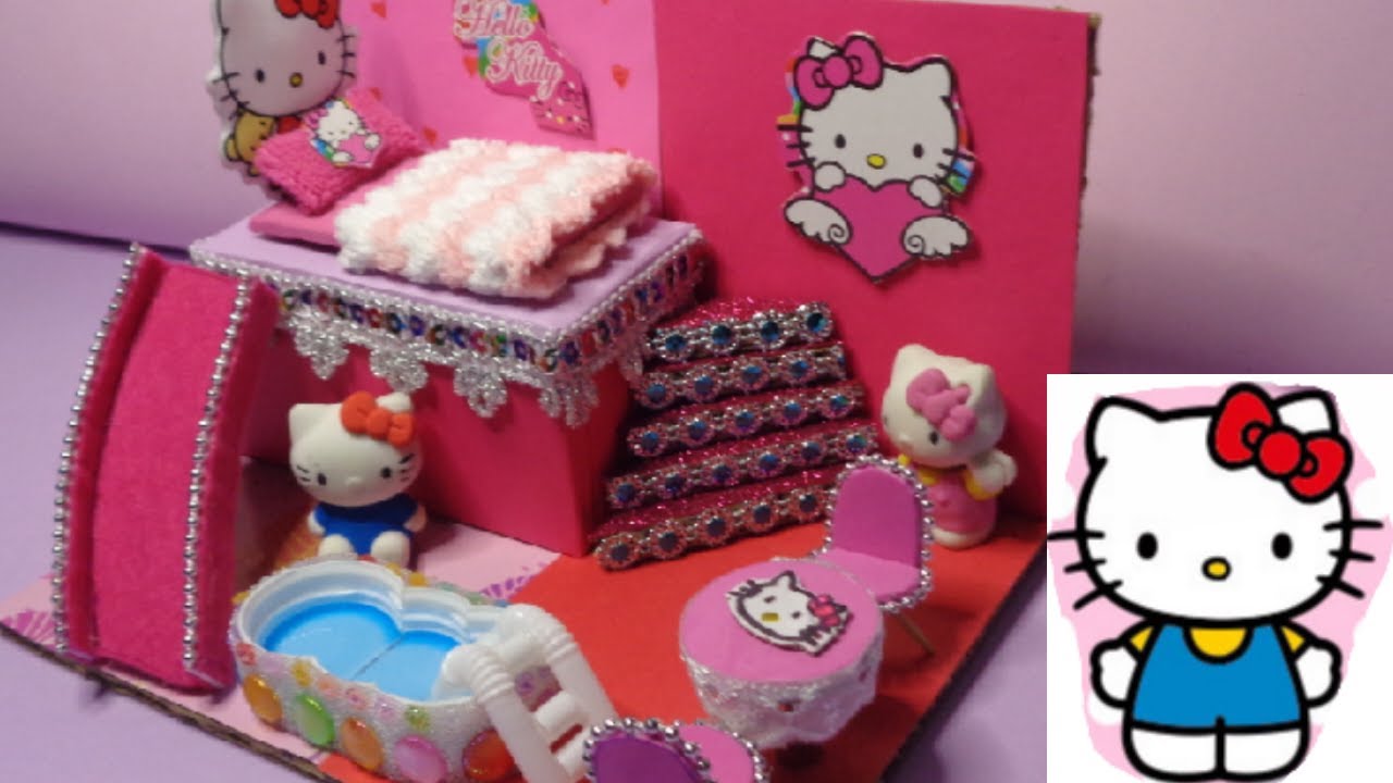 Diy miniature cardboard house | hello kitty doll house | diy miniature ...