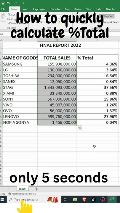how to quickly calculate percent #excel #exceltutorial #exceltips #excelformula #tutorial - YouTube