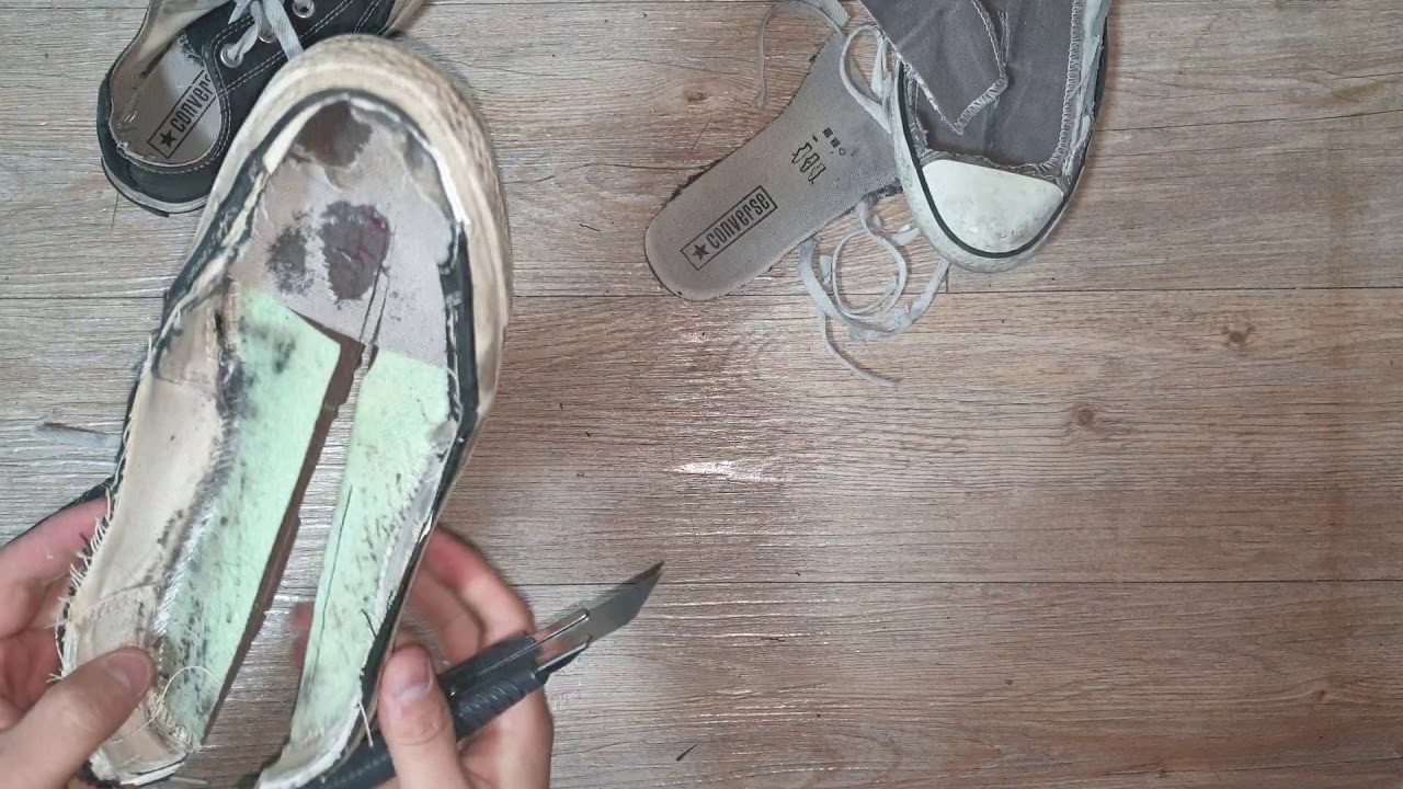 trashed converse trashed shoes destroying converse - YouTube