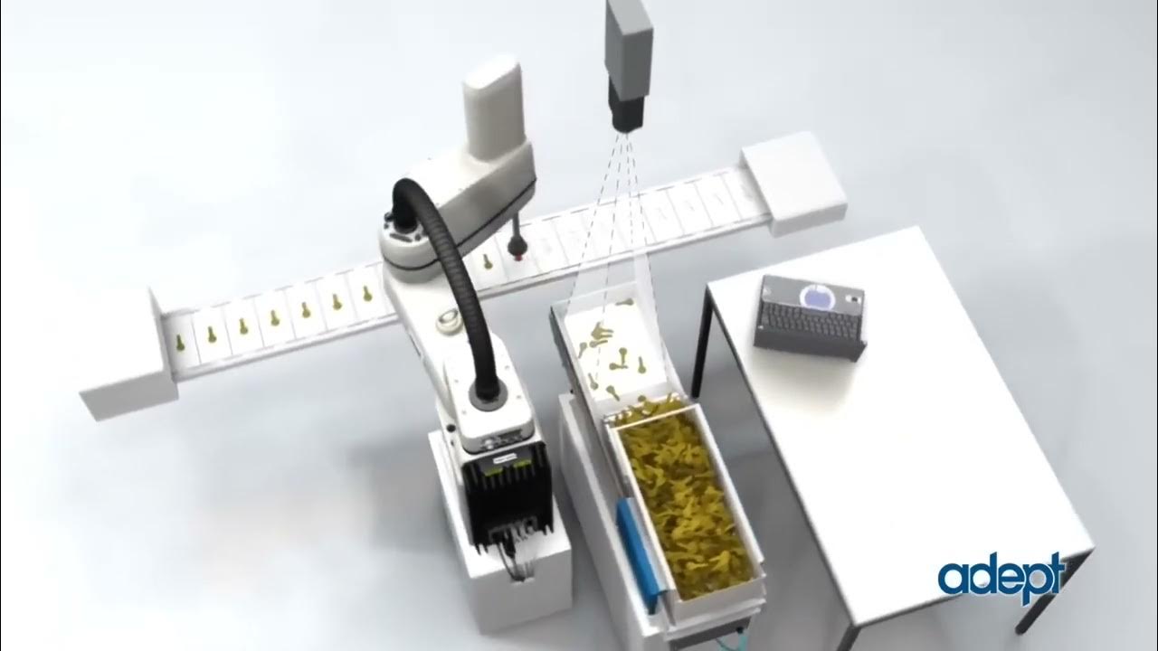 OMRON Adept Cobra i600 и AnyFeeder - гибкая подача - YouTube