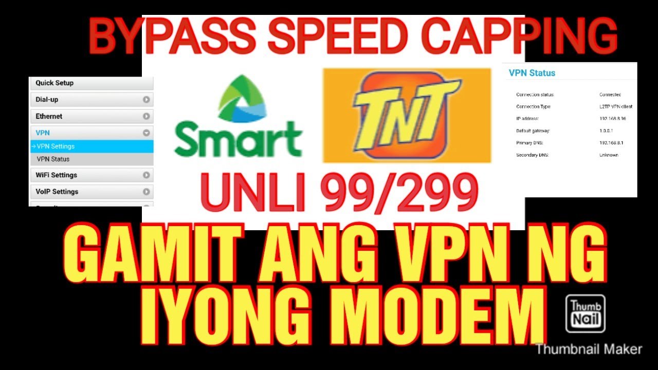 SMART/TNT SPEED CAPPING NO MORE!!! GAMIT ANG VPN NG IYONG MODEM!! - YouTube