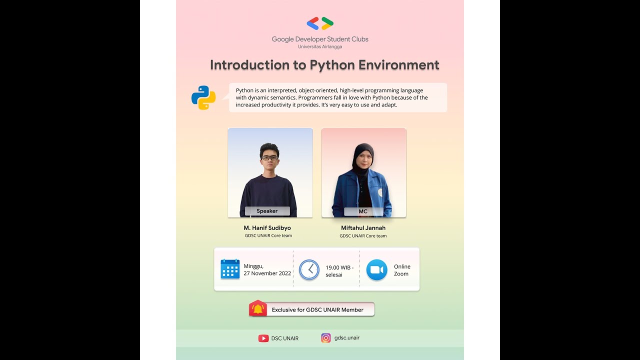 Weekly Meet 2 GDSC Unair Introduction To Python Environment YouTube weekly-meet-2-gdsc-unair-introduction-to-python-environment-youtube