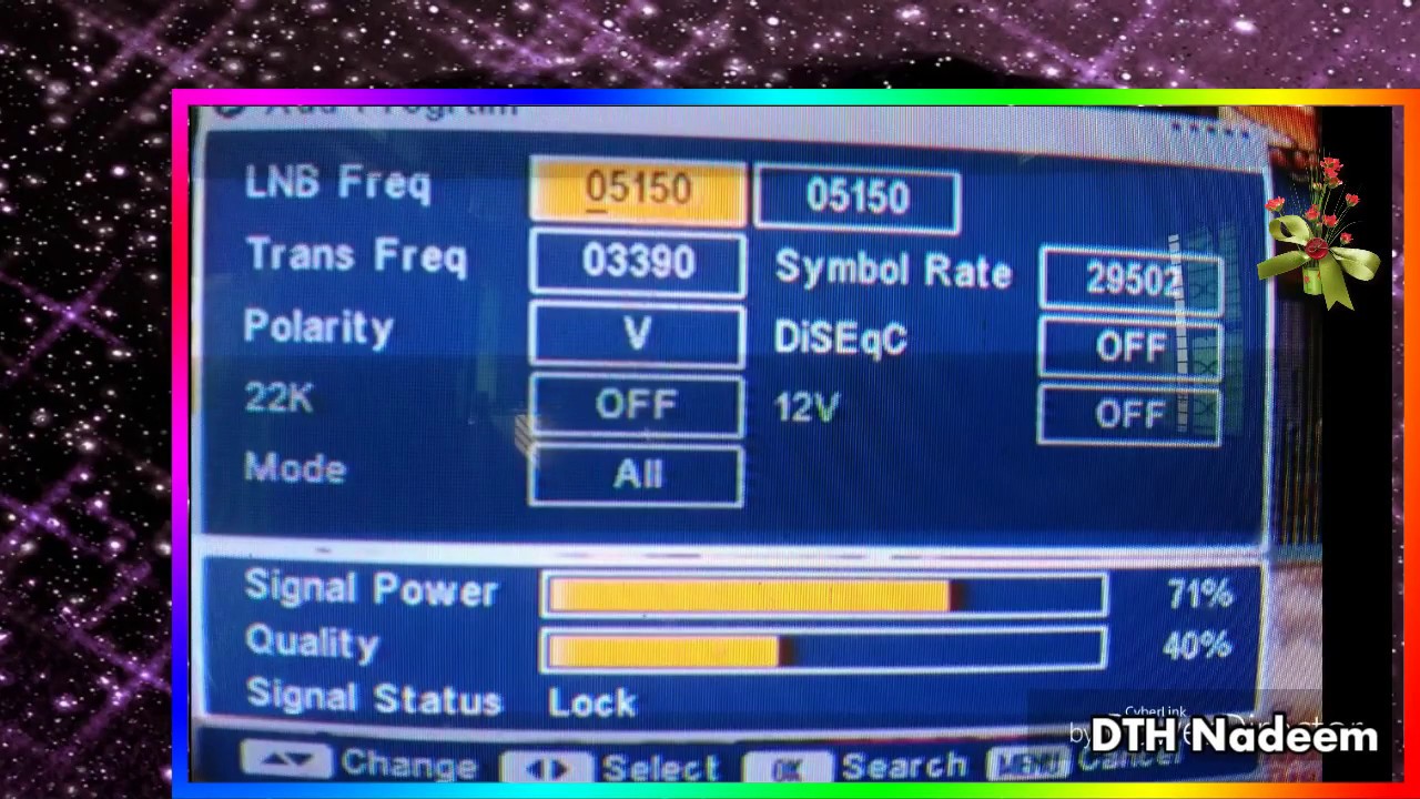 DTH Free Dish frequency setting - YouTube