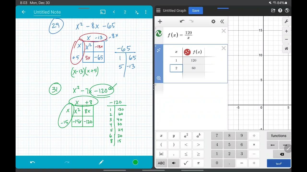 How to Make T Charts for Factoring in Desmos - YouTube
