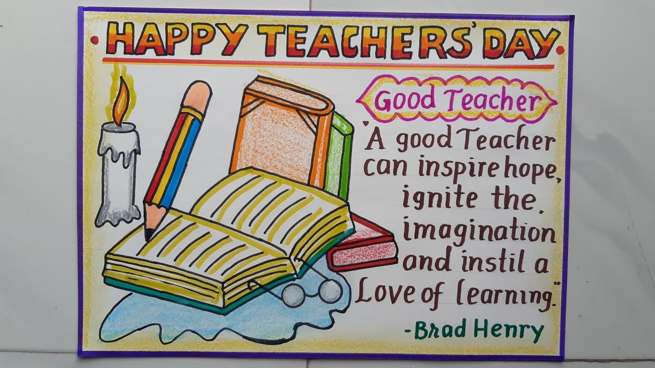 Easy Teacher's Day Drawing for Beginners//Teacher's day Poster Drawing ...