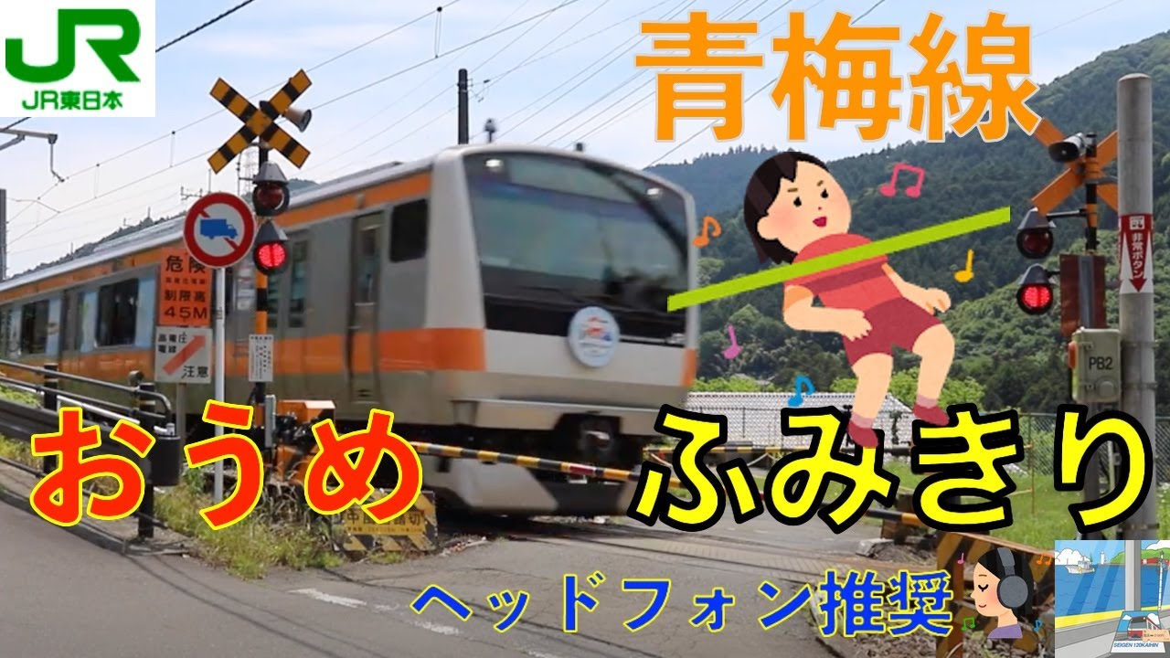【踏切】沢井ななめ踏切 JR青梅線 Japan Railway crossing JR Ome LINE RAILWAY(Tokyo ...