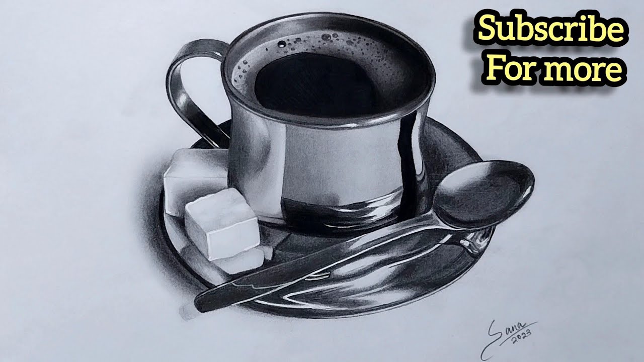 Still life drawing | Realistic drawing | Cup plate drawing | Cup plate ...