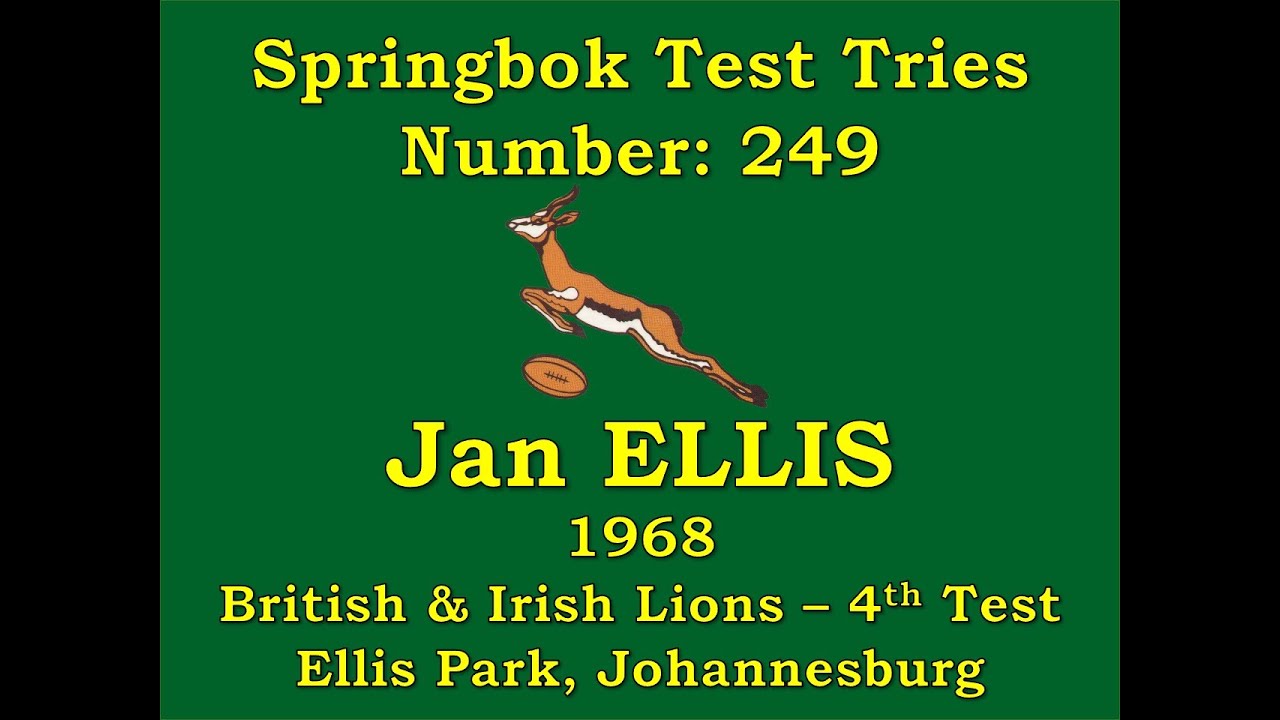 Jan Ellis - Springbok Tries vs British Lions 1968 4th Test Ellis Park ...