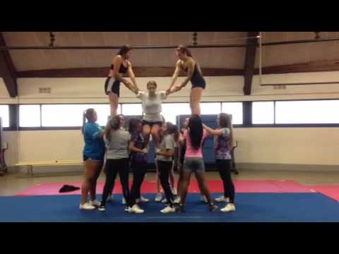 HHS Cheer - Learning Back Tuck Pyramid - YouTube