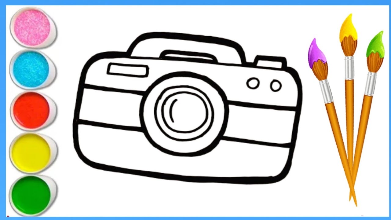 how to draw easy camera drawing || coloring for kids toddlers || camera ...
