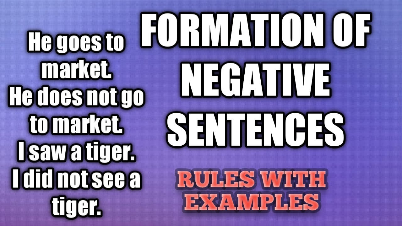 FORMATION OF NEGATIVE SENTENCES, RULES WITH EXAMPLES - YouTube