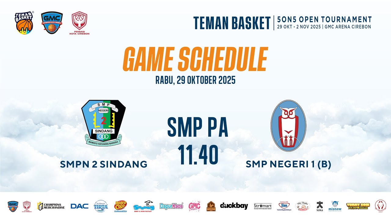 SMPN 2 SINDANG VS SMP NEGERI 1 (B) - (DAY 1) TEMAN BASKET OPEN ...