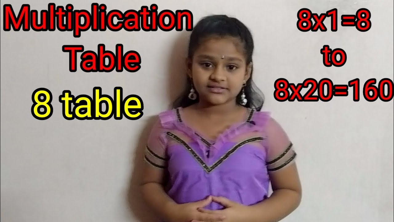 Multiplication Table 8 | 8x1=8 to 8x20=160 | Uhasri | ‎@Lahari Srija ...