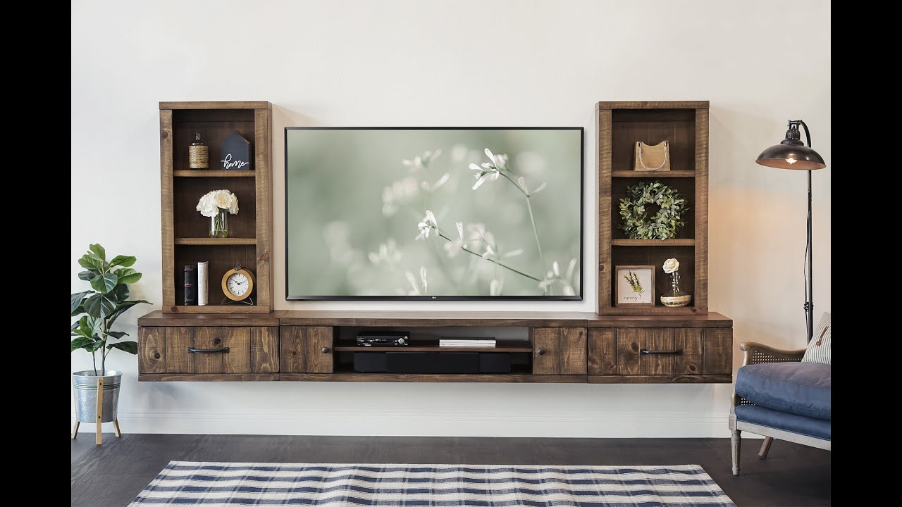 Woodwaves Floating TV Stand Rustic Wall Mount Entertainment Center ...
