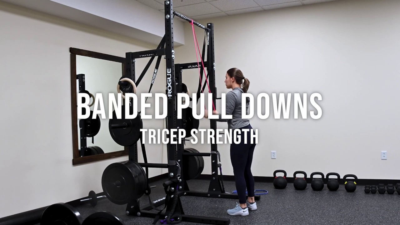 Banded Pull Downs (Tricep activation) - YouTube